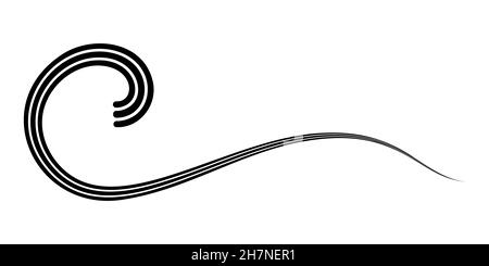Curved calligraphy line, sea wave calligraphy vector element, elegantly ...