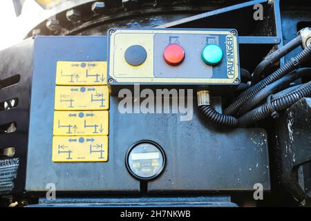 Cherry picker control panel Stock Photo - Alamy