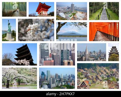 Japan photo collage with Tokyo, Osaka and Kyoto - word sign Stock Photo ...