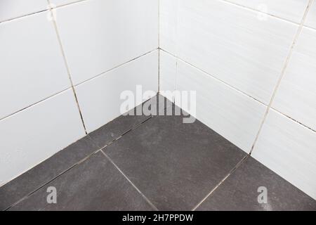 Dirty bathroom tiles and grout Stock Photo - Alamy