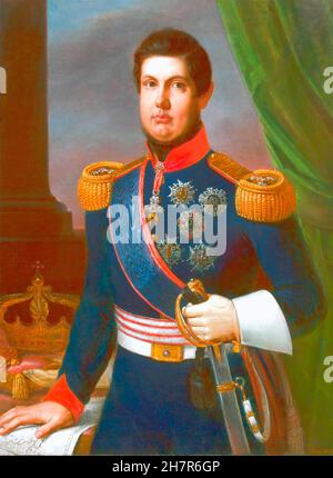 Ferdinand II, King of the Two Sicilies, is depicted with his family in ...