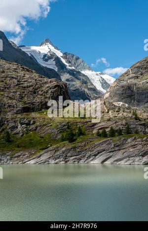 Reservoir of Mount Grossglockner glacial water in the High Tauern ...