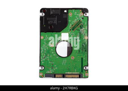 Laptop computer bottom side with back panels removed showing HDD ...