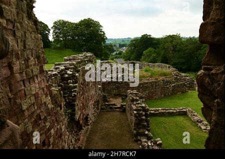 A view of the ruins of Norham Castle, a medieval building in ...