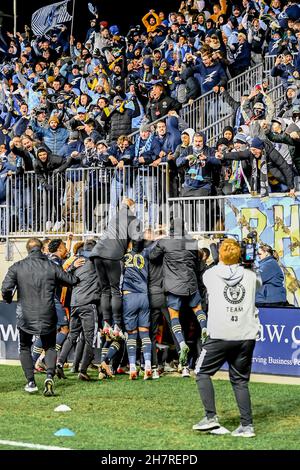 Philadelphia Union defender Jakob Glesnes (5) controls the ball against ...