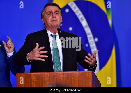 Brasilia, Brazil. 24th Nov, 2021. This Wednesday (24) President Jair ...
