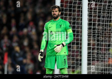 Alisson Becker of Liverpool in action during the Liverpool FC v Paris ...