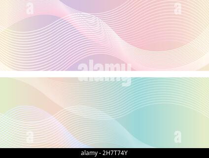 Set Of Rectangle Abstract Backgrounds With Wavy Patterns. Vector ...