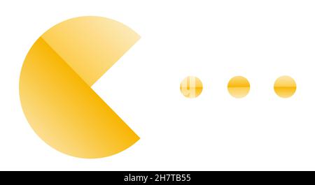 Yellow Pac-Man shape isolated over white background Stock Photo - Alamy
