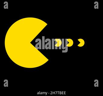 Yellow Pac-Man shape isolated over white background Stock Photo - Alamy