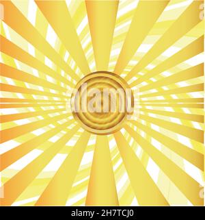 Illustration of warm summer sun with golden pointed rays in the shape ...