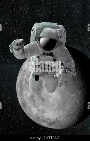Astronaut in outer open space over the planet .Stars provide the ...