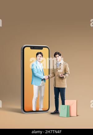 second hand goods simple transaction using application Stock Photo - Alamy