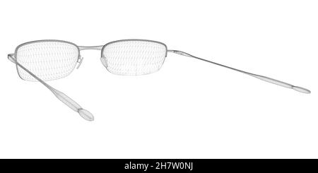 Wireframe of eyeglasses from black lines isolated on white background ...