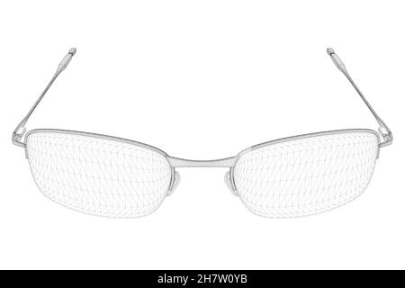 Wireframe of eyeglasses from black lines isolated on white background ...