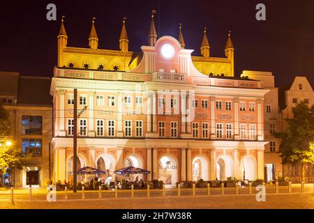 Rostock: Town Hall, square Neuer Markt in Ostsee (Baltic Sea ...