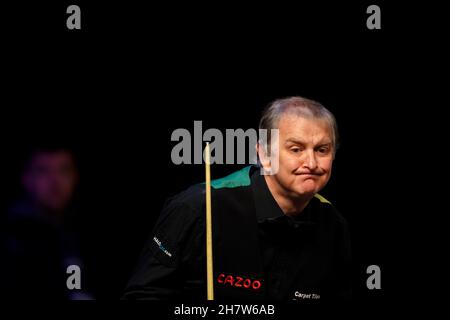 Barry Pinches in action during day three of the Cazoo UK Championship ...