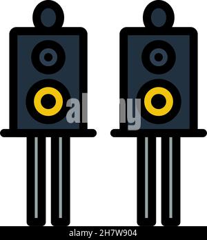 Audio System Speakers Icon. Editable Bold Outline With Color Fill ...