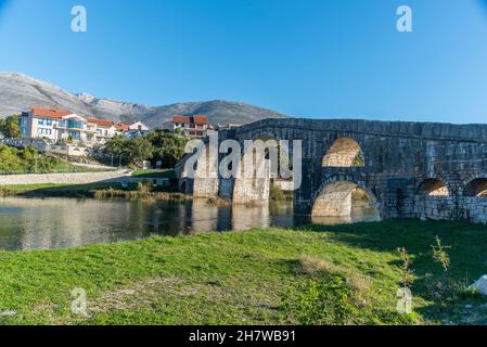 The historic monument of the Arslanagic bridge (old bridge) in Trebinje ...