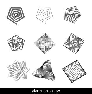 Black and white vortex shapes isolated over white background. Thematic ...