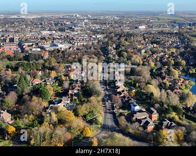 Aerial view of Peterborough Cathedral and city, Peterborough ...