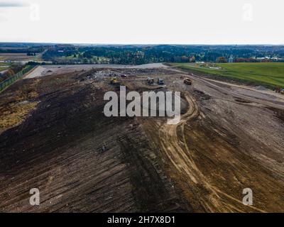 Aerial photograph of Dane County Landfill on an overcast November ...