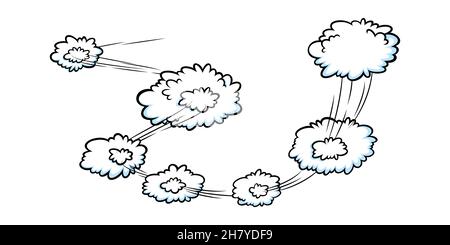 Speed cloud comic. Cartoon fast motion clouds vector set Stock Vector ...