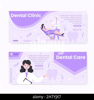 Dental Flat Design Illustration Banner Editable of Square Background ...