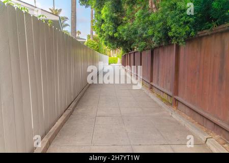 Concrete pavement in between the fences at La Jolla, California. There ...