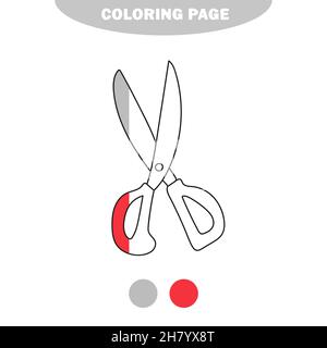 Simple coloring page. Outline scissors on a white background. Cartoon ...