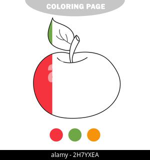 Simple coloring page. Apple to be colored, the coloring book for ...