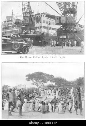 NIGERIA. Apapa Wharf, Lagos 1936 old vintage print picture Stock Photo ...