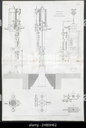VICTORIAN ENGINEERING DRAWING. Details of a Steam Engine Beam, old ...