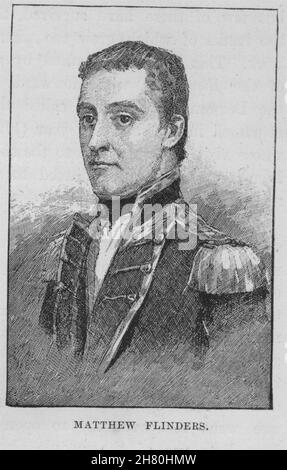 Matthew Flinders. Explorers. Portraits 1890 old antique vintage print ...
