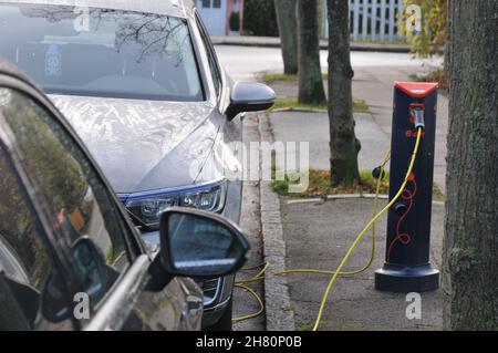 Copenhagen/Denmark./26 November 2021/ German electric vw cars chagring ...