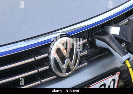 Copenhagen/Denmark./26 November 2021/ German electric vw cars chagring ...