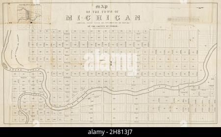 An 1847 plat map of "the town of Michigan Stock Photo - Alamy