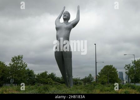 A bronze statue of Athena by artist Nasser Azam near the London City ...