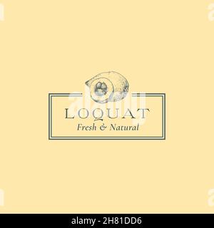 Vector logo for Loquat Fruit, label with one eriobotrya japonica for ...