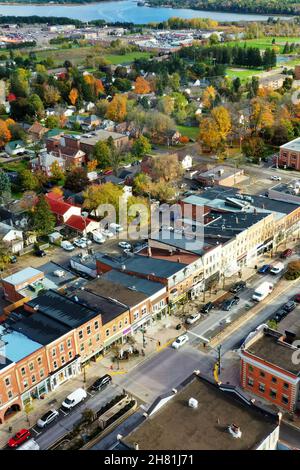 An aerial vertical of Orangeville, Ontario, Canada downtown Stock Photo ...