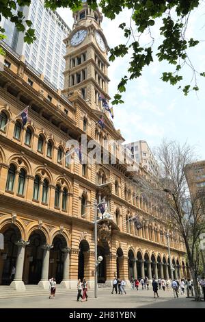 Martin Place in Sydney city centre and entrance to Sydney rail station ...