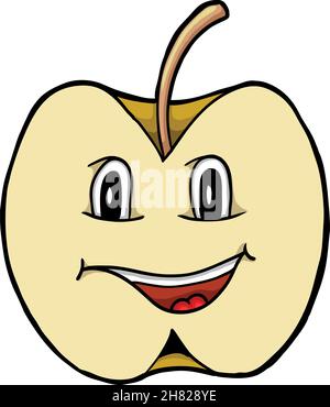 Apple with smile, vector illustration, coloring book Stock Vector Image ...