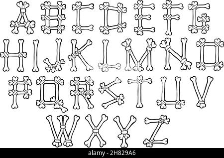 Letter G skeleton Bones Font. Anatomy of an alphabet symbol. dead ABC ...
