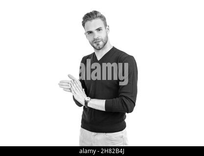 Wash your hands thoroughly to remove germs. Guy rub hands together ...