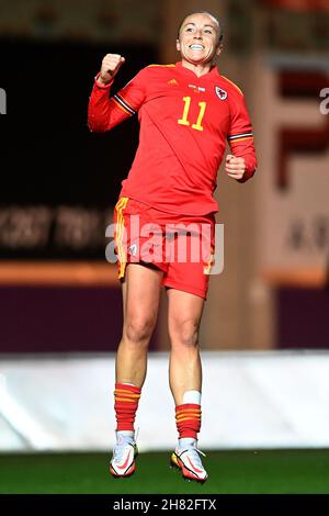 Natasha Harding #11 of Wales Women celebrates scoring her side's fifth ...