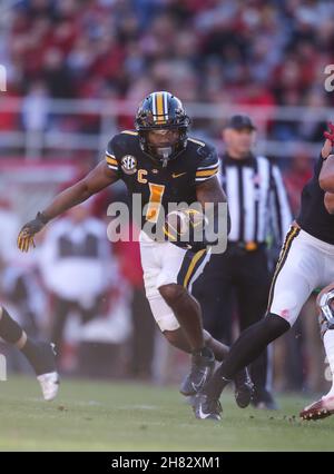 Missouri running back Tyler Badie runs with the ball during an NCAA ...