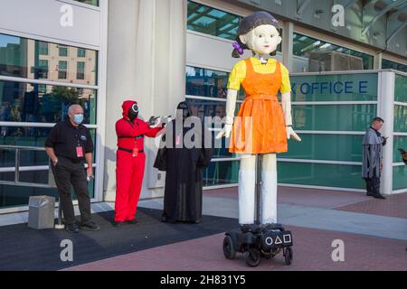 November 27, 2021: Squid Game guard cosplay at San Diego Comic-con ...