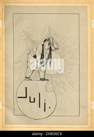 Vintage engraving of a Victorian cartoon of a mature man and young ...