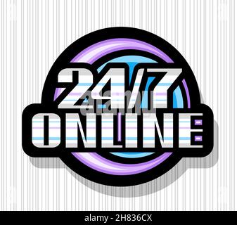 Open 24/7 Neon Sign Vector. On brick wall background. Night bright ...