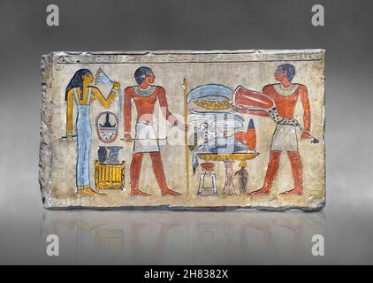 Ancient Egyptian painted relief panel of Cheti and his wife,circa 1980 ...